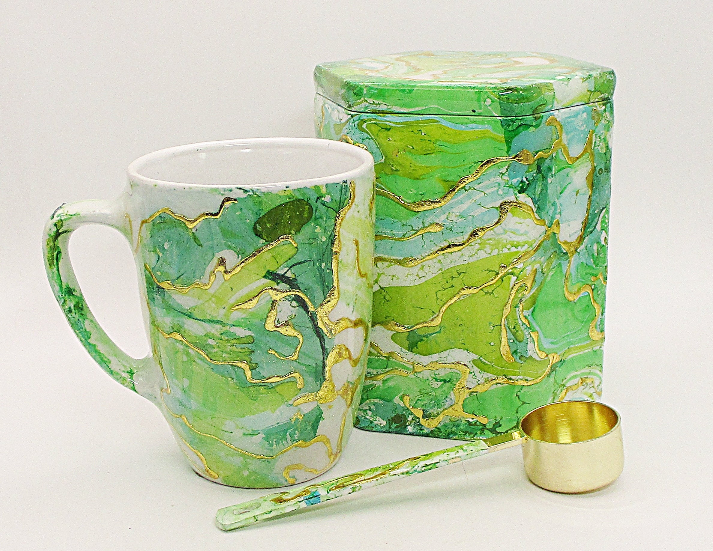 Marbled Coffee Can With Matching Coffee Mug and Scoop - Etsy