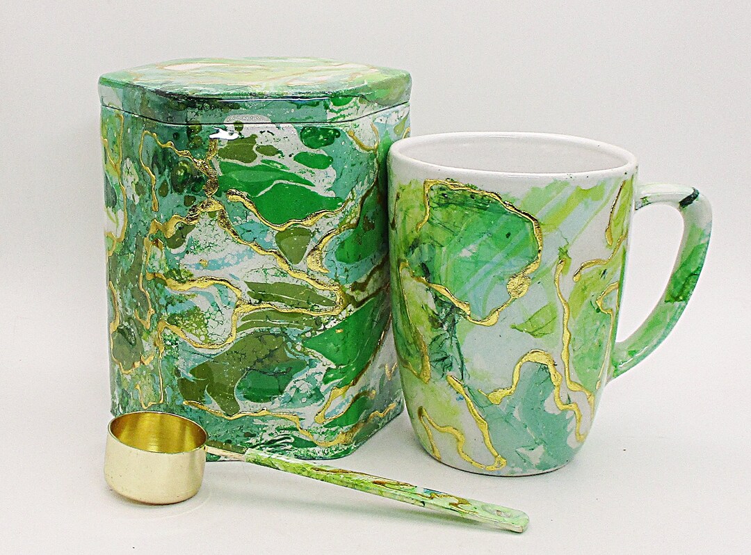 Marbled Coffee Can With Matching Coffee Mug and Scoop - Etsy