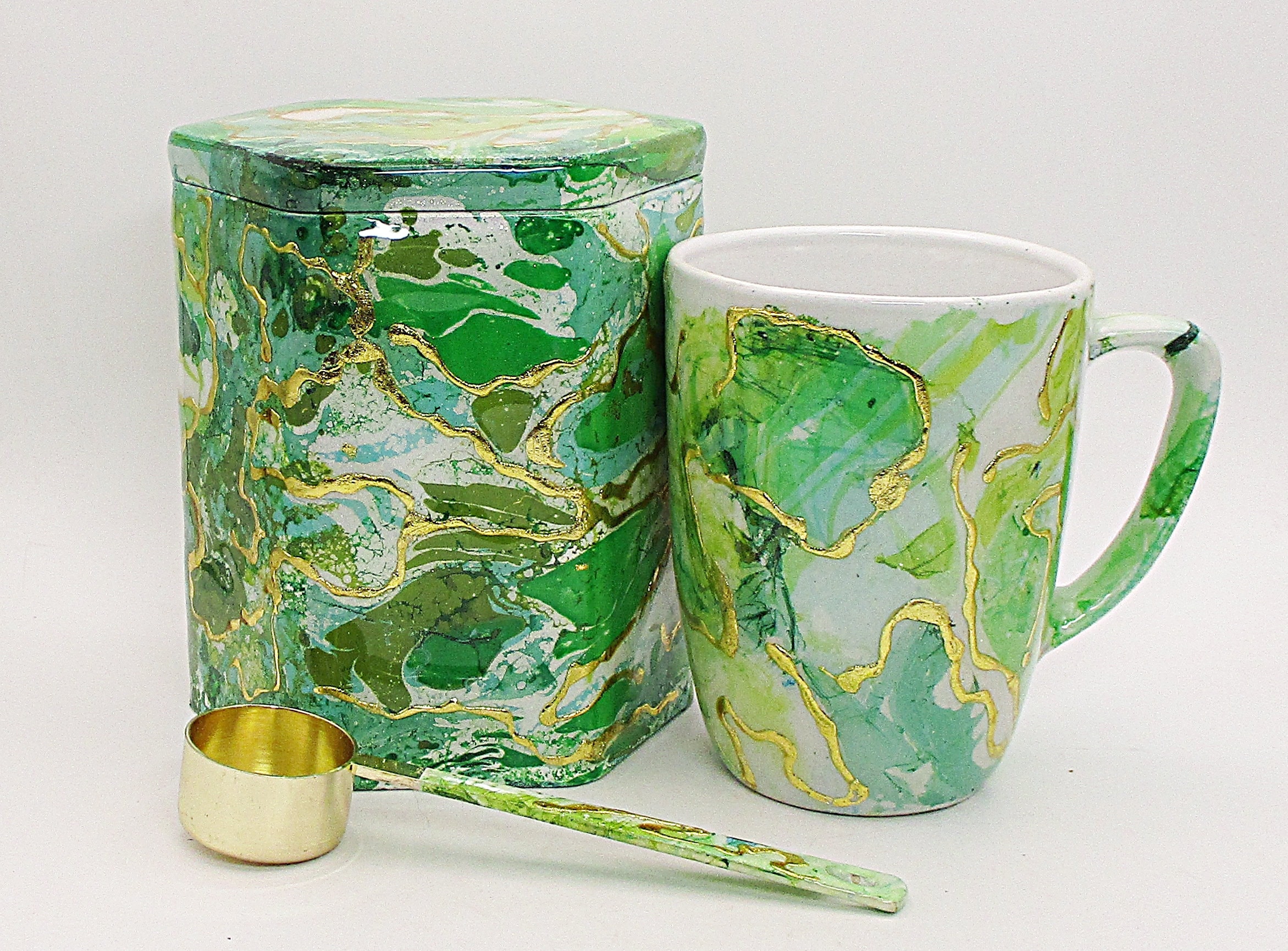Marbled Coffee Can With Matching Coffee Mug and Scoop - Etsy