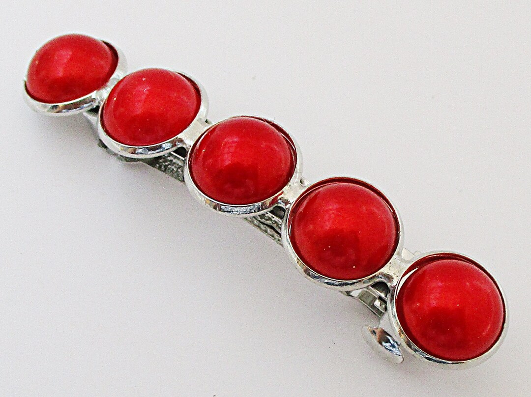 Pearl Barrette - Bright Red - Etsy