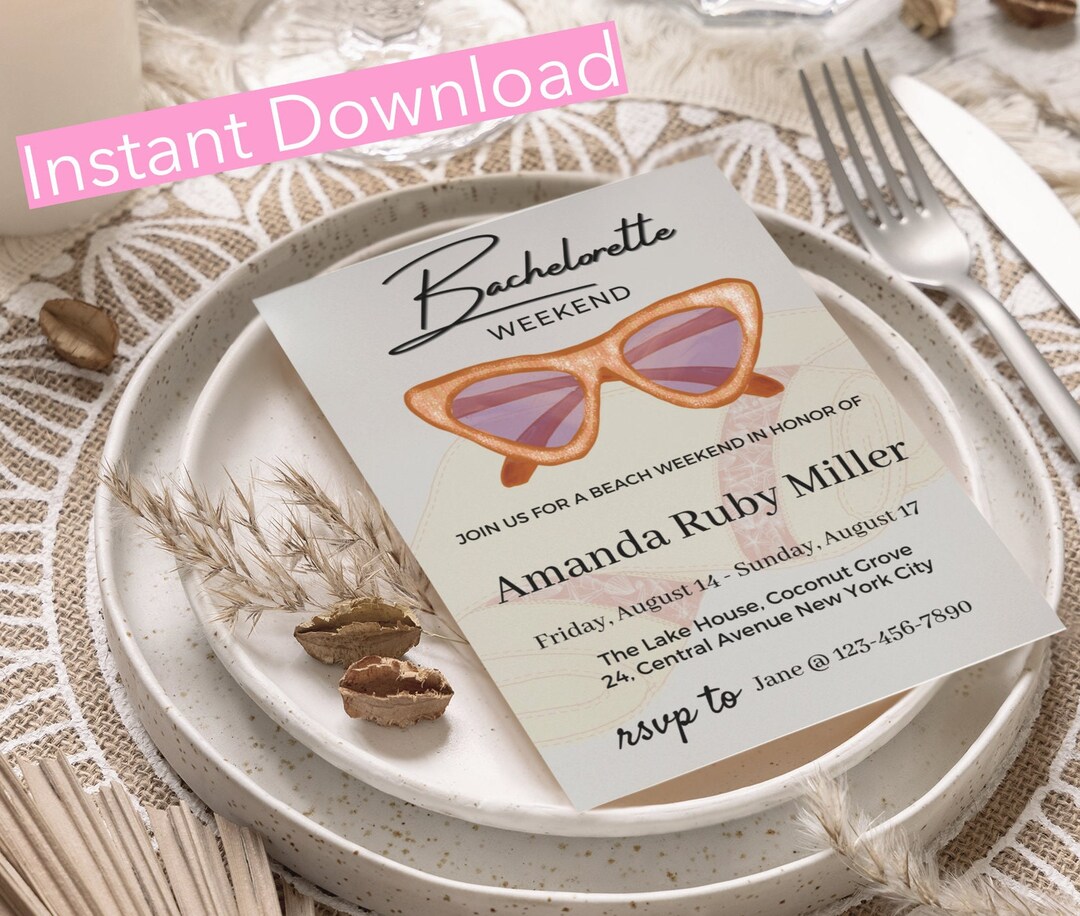 Editable Beach Bachelorette Invitation, Summer Bachelorette Party, Last ...