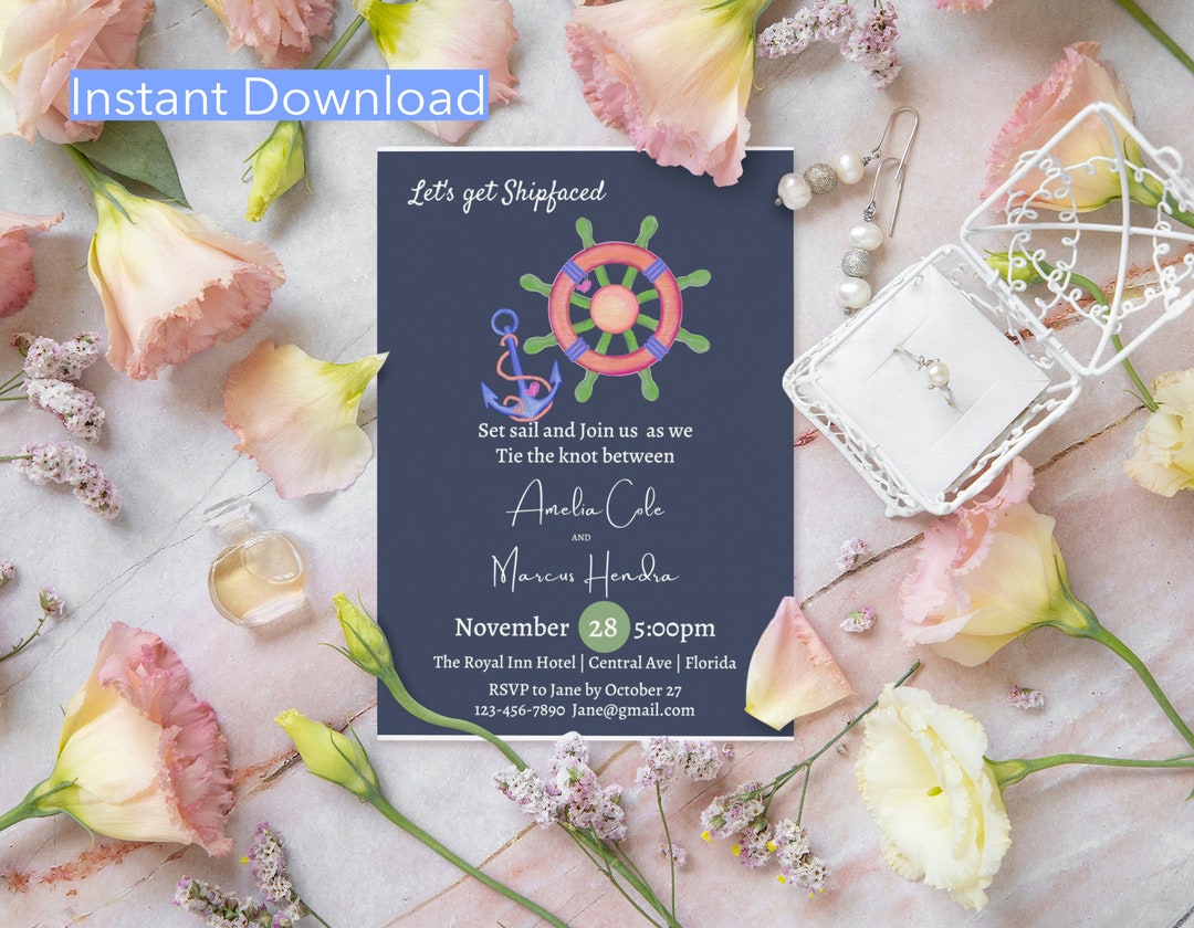 Editable Nautical Boat Party Invitation Template, Printable Party ...