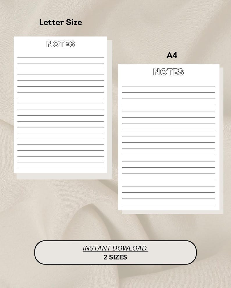 Notes Page Printable, Lined Note Paper, Notes Page Planner, Printable ...