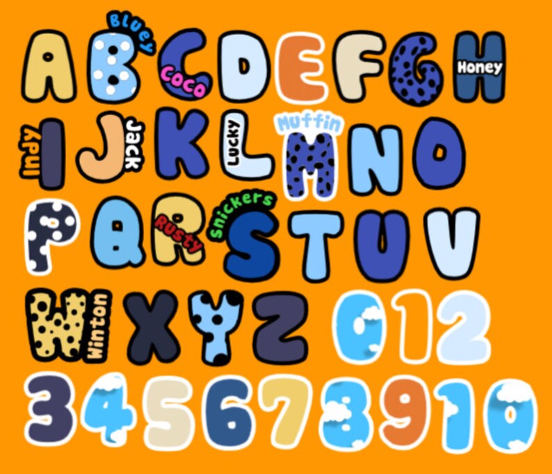 Bluey Inspired Alphabet/number Fridge Magnets - Etsy