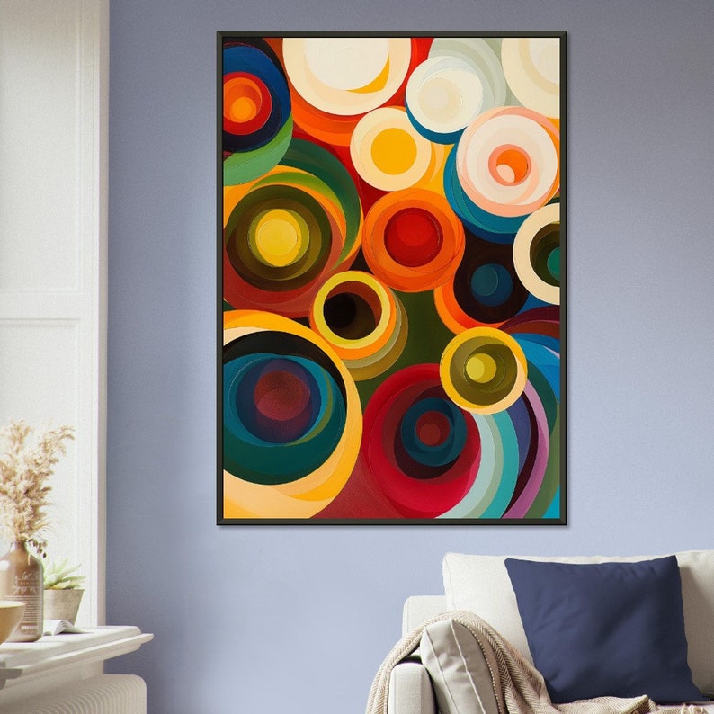 Abstract Colorful Modern Circle Shape Wall Art, Living Room Wall Decor ...