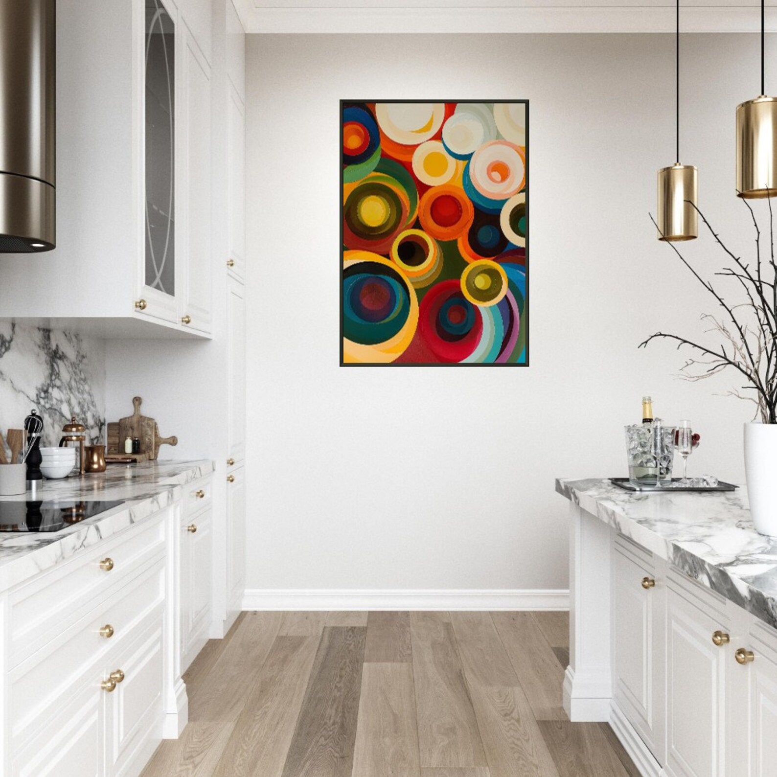 Abstract Colorful Modern Circle Shape Wall Art, Living Room Wall Decor ...
