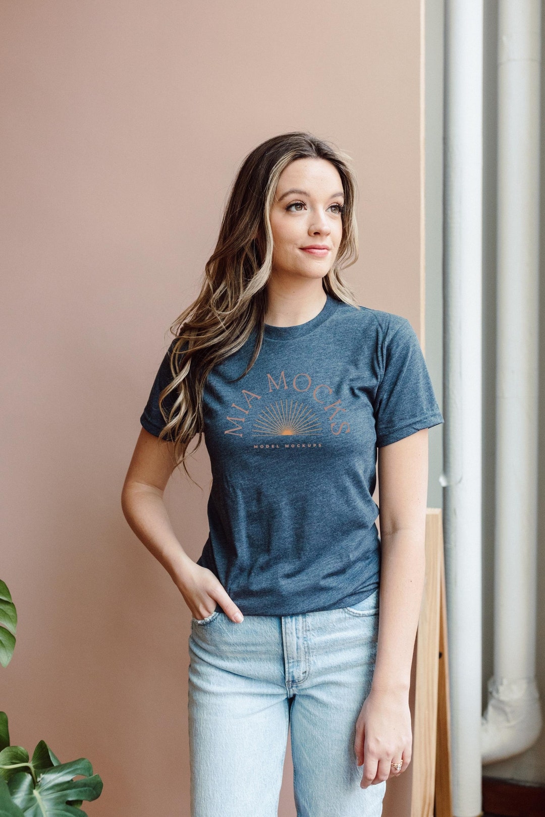 Model Mockup | Next Level 6010 Mockup | Next Level Vintage Navy Tri ...