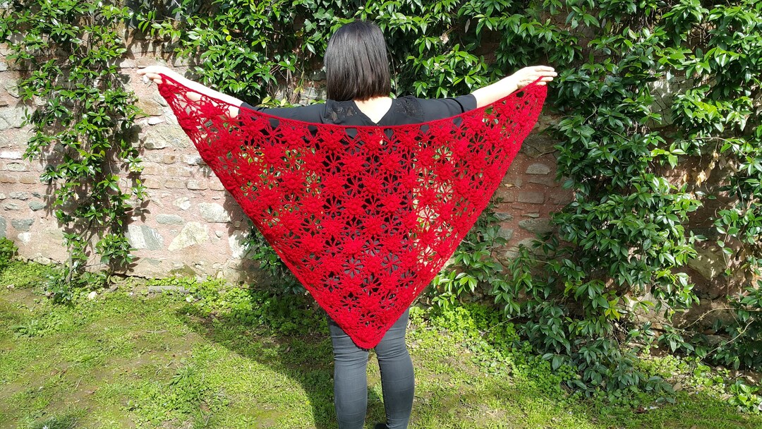 Red Crochet Shawl Red Bridal Scarf Knit Wedding Shrug - Etsy