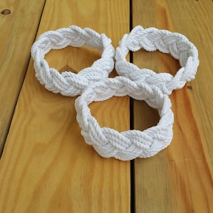 Sailor Knot Bracelet, Turks Head White Rope Bracelets, Nautical Thick ...