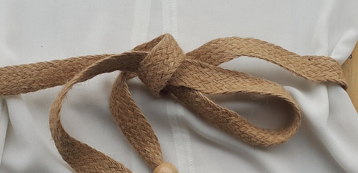 Brown Beaded Belt, Braided Rope Belt, Beach Dress Belt, Macrame Jute ...