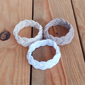 Sailor Knot Bracelet, Turks Head White Rope Bracelets, Nautical Thick ...