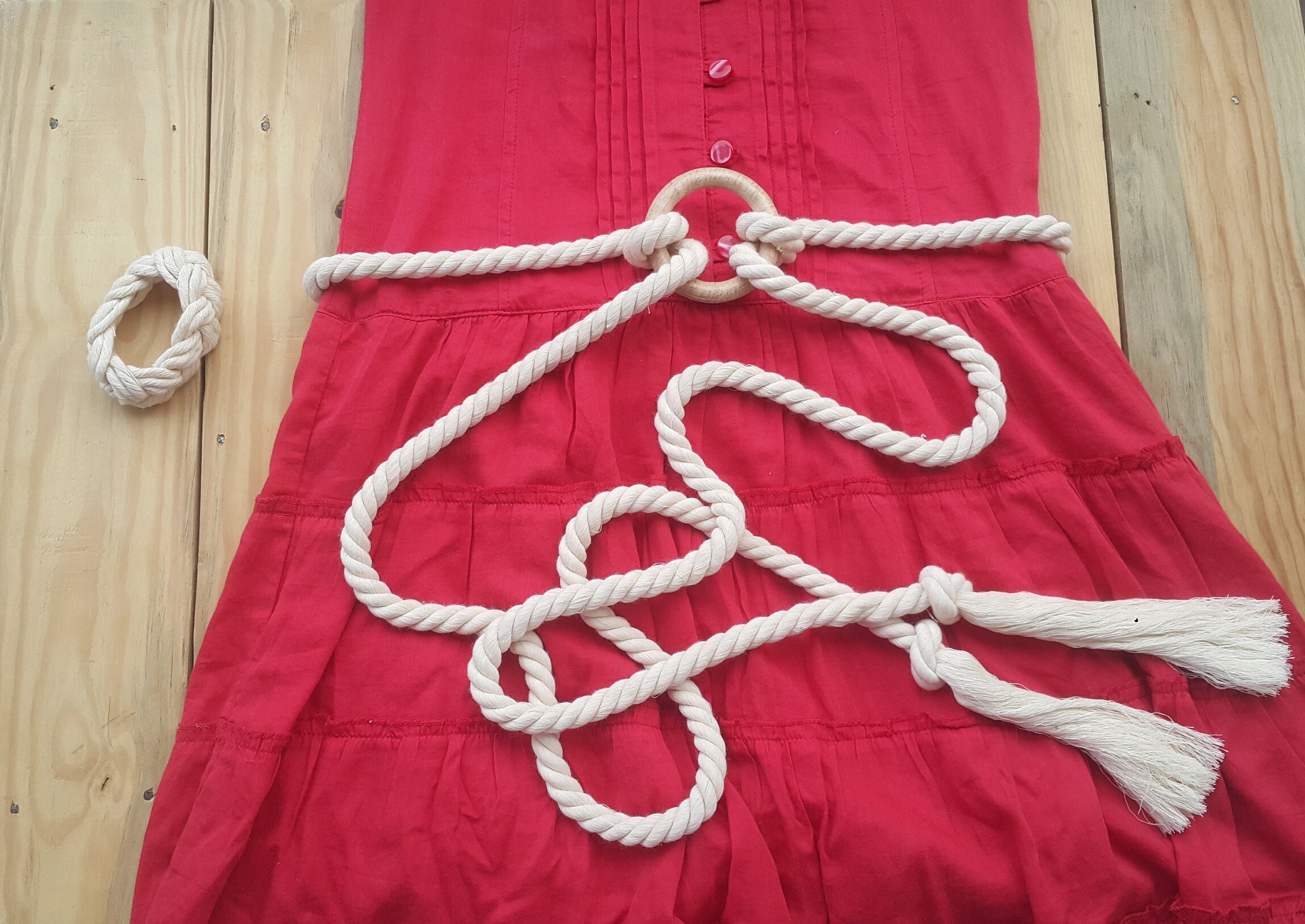 Cream Rope Belt and Bracelet, Midi Dress Belt, High Waist Belt, Skinny ...