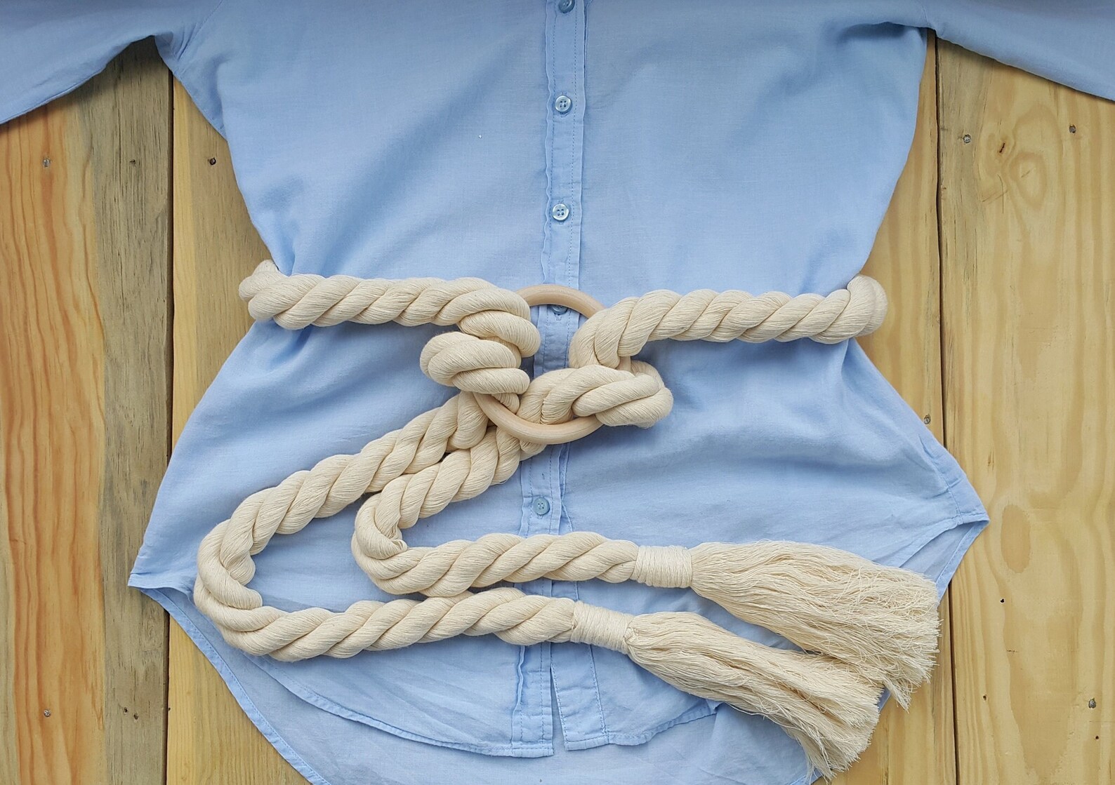 Nautical Rope Belt and Bracelet, Cream Wrapped Belt, Handmade Tassel ...