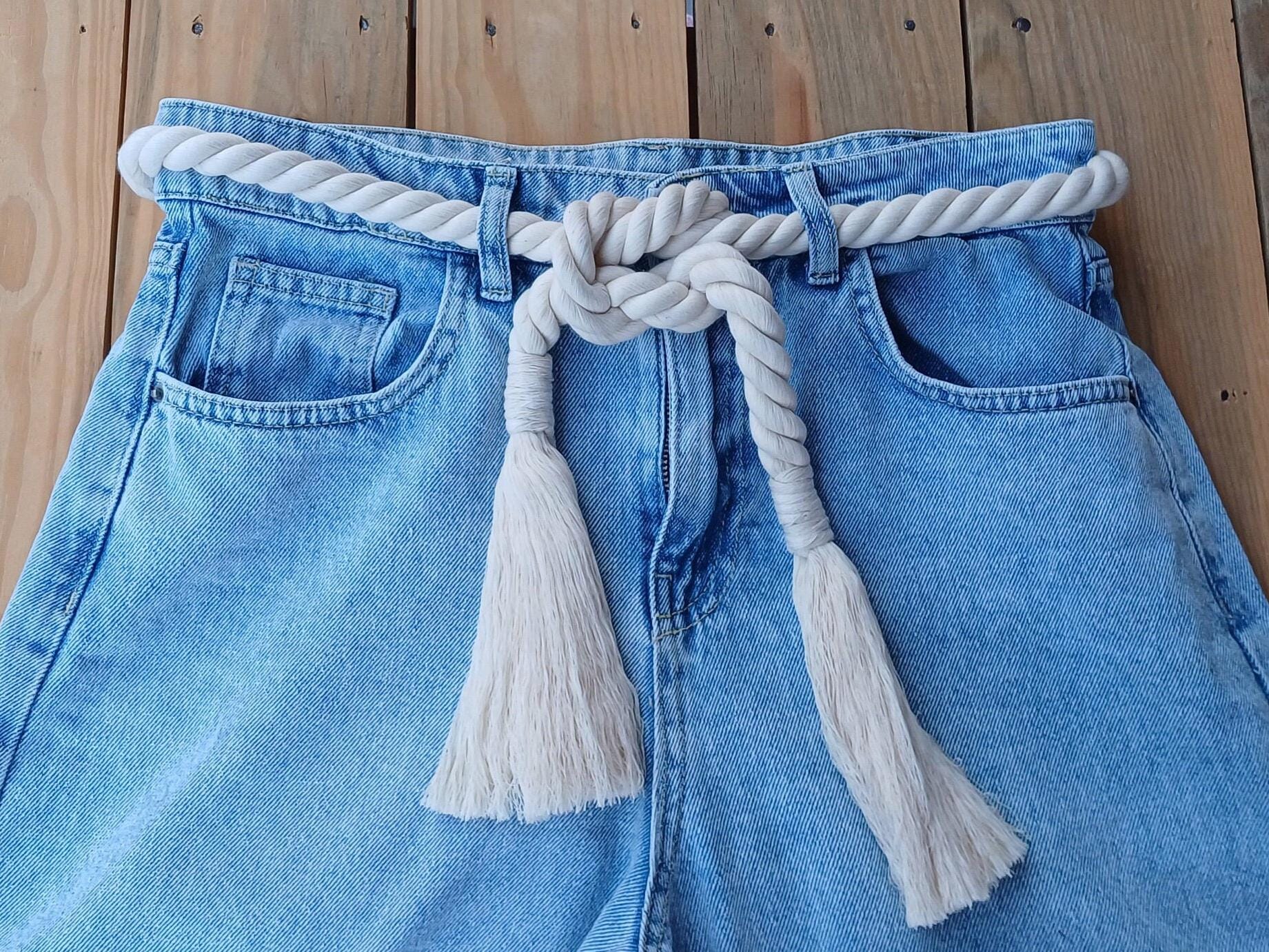 Macrame Fringe Belt for Women, Cream Braided Rope Belt, Medieval Tie ...