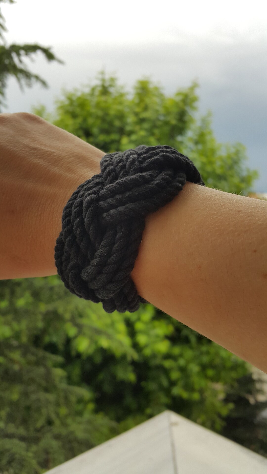 Braided Rope Bracelet, Black Beach Bracelet, Sailor Knot Bracelet, Knot ...