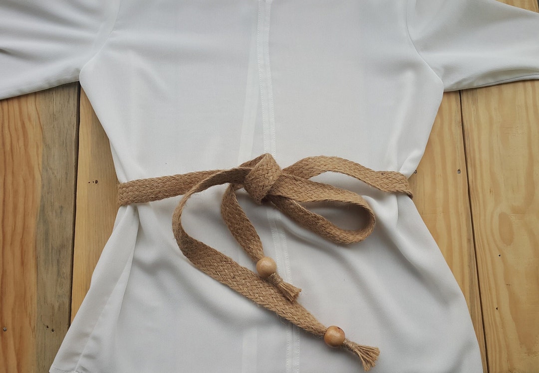 Brown Beaded Belt, Braided Rope Belt, Beach Dress Belt, Macrame Jute ...