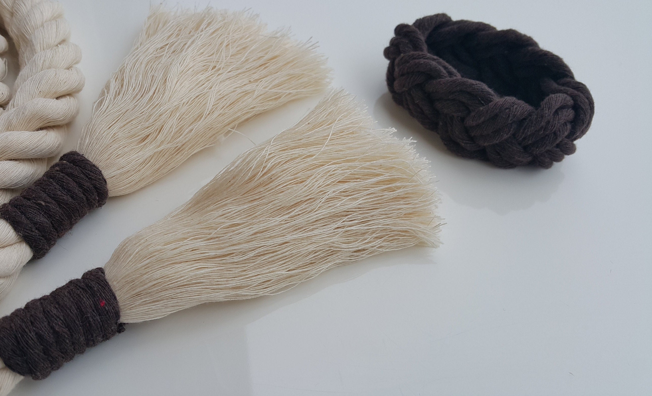 Nautical Rope Belt and Bracelet, Cream Wrapped Belt, Handmade Tassel ...