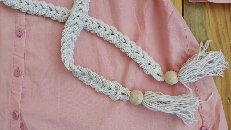 Braided Rope Belt, Beaded Tassel Woven Wrap Belts, Crochet Tie Waist ...