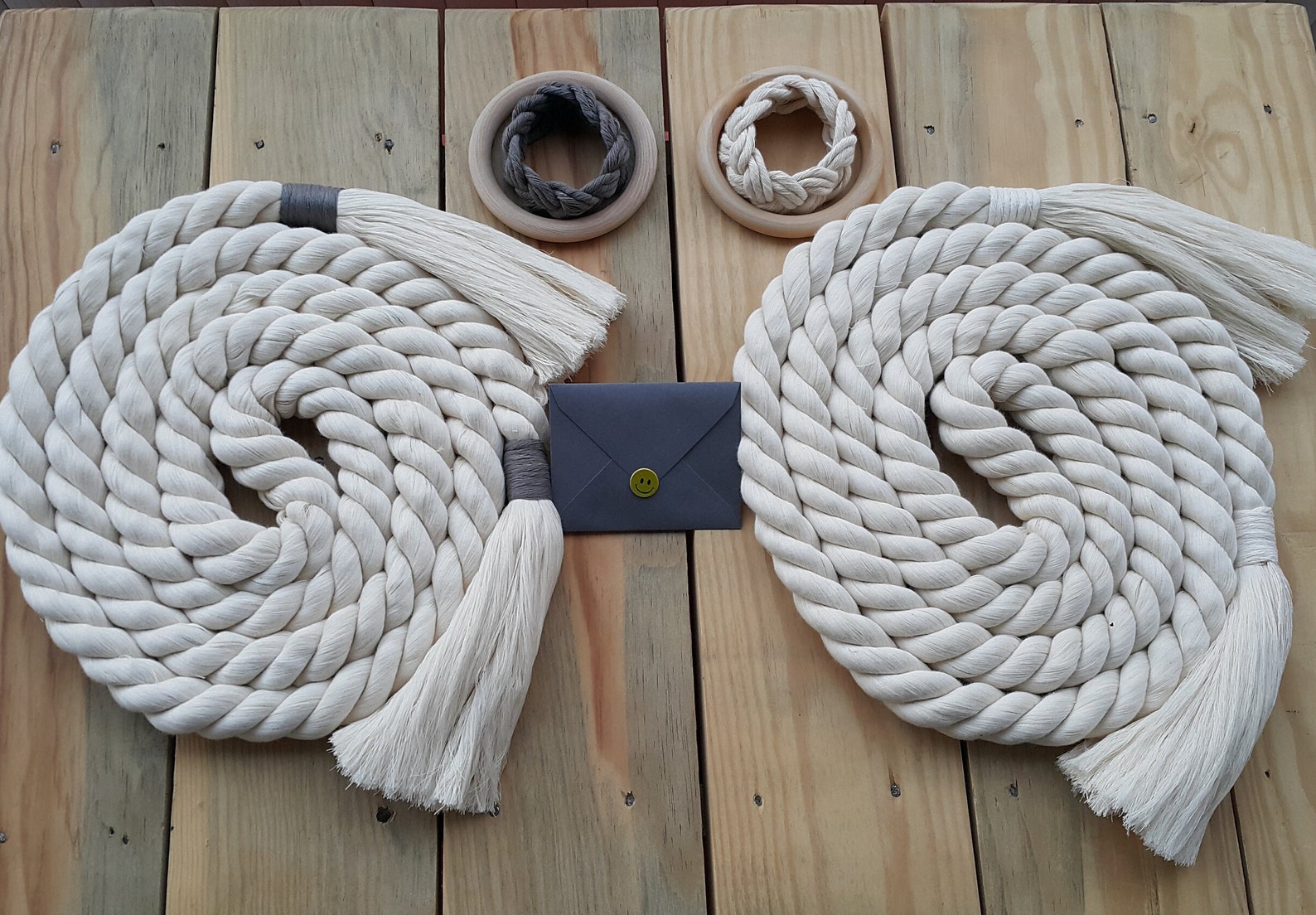 Nautical Rope Belt and Bracelet, Cream Wrapped Belt, Handmade Tassel ...