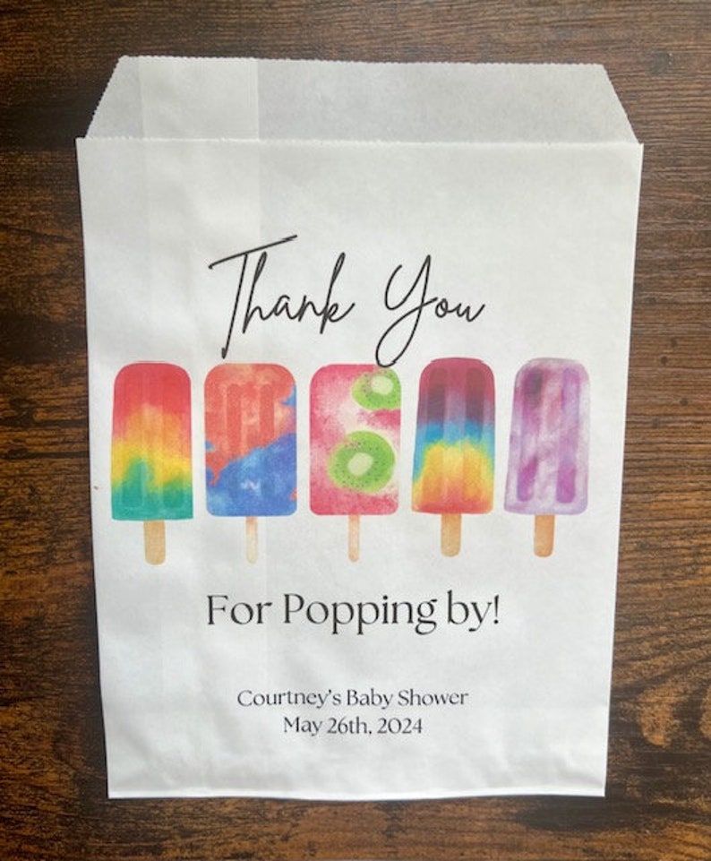 Popsicle Baby Shower Party Favor Bags, Thanks for Popping By, Gender ...