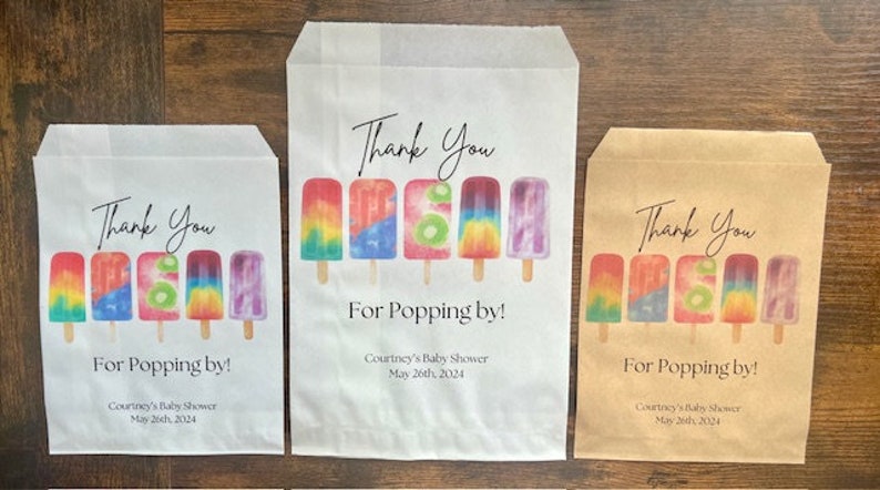 Popsicle Baby Shower Party Favor Bags, Thanks for Popping By, Gender ...