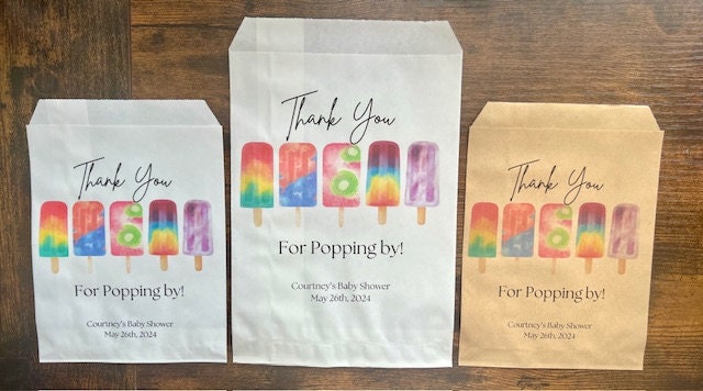 Popsicle Baby Shower Party Favor Bags, Thanks for Popping By, Gender ...