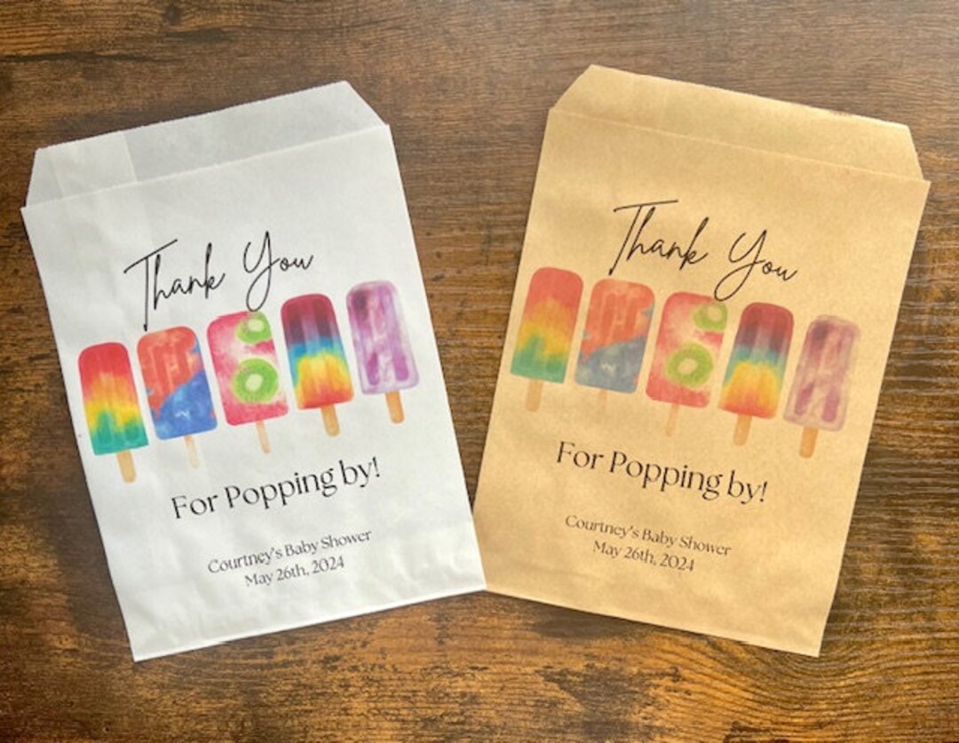 Popsicle Baby Shower Party Favor Bags, Thanks for Popping By, Gender ...