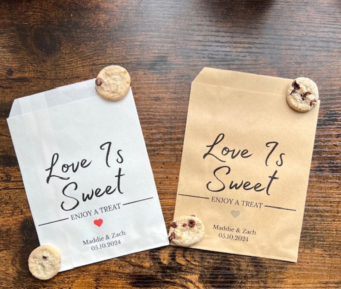 Love is Sweet Bags, Bridal Shower Favor Bags, Food Wedding Favors, Love ...