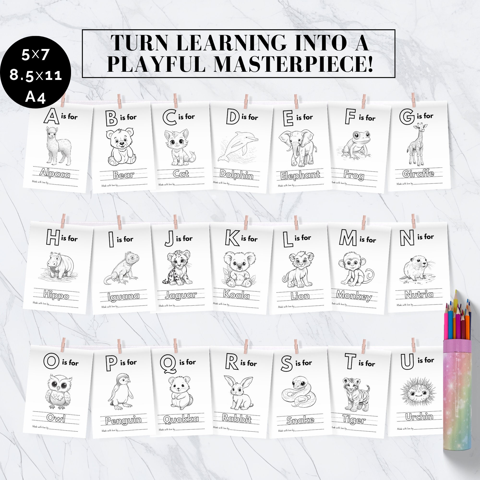 Babyshower Activity Pack | Baby's First ABC, Animals and Numbers ...
