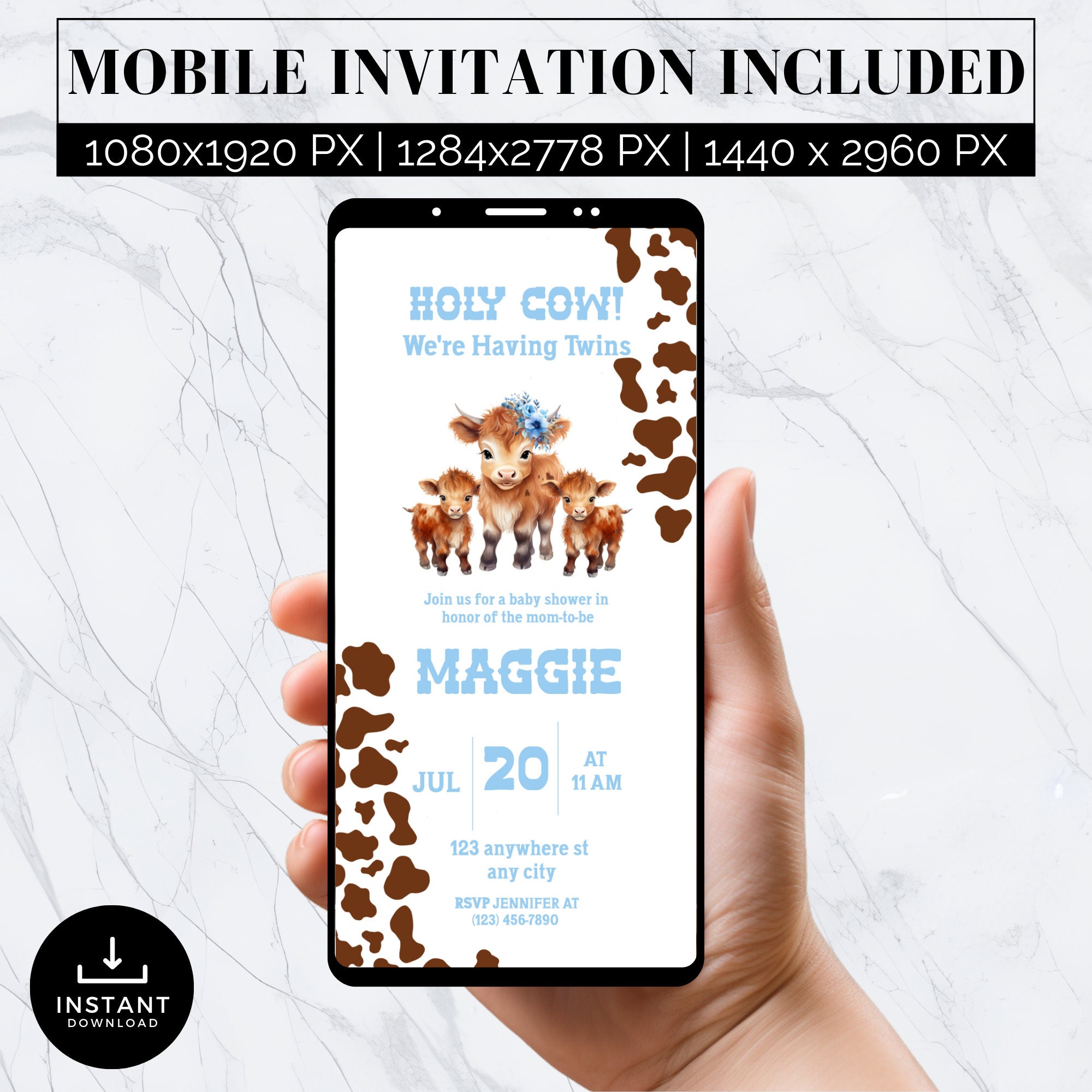 Highlander Cow Baby Shower Bundle Holy Cow Editable Template Highland ...