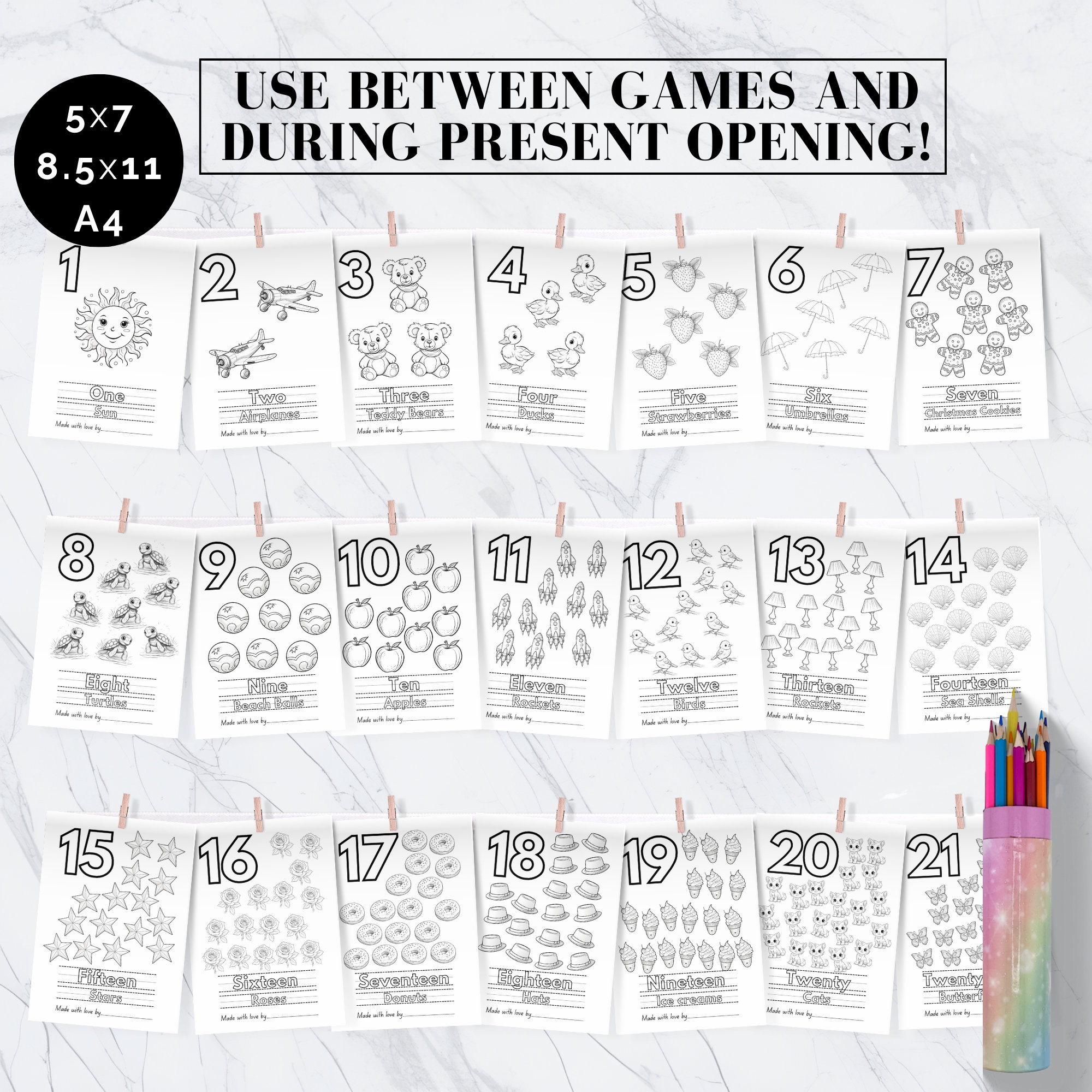 Baby Shower 123 Coloring Book Baby's First Numbers Numbers Coloring ...