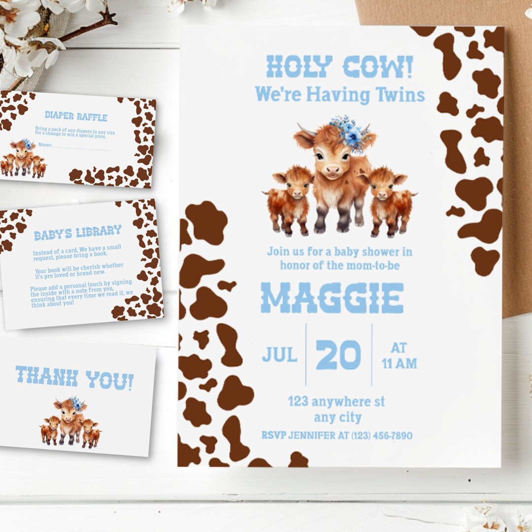 Highlander Cow Baby Shower Bundle Holy Cow Editable Template Highland ...