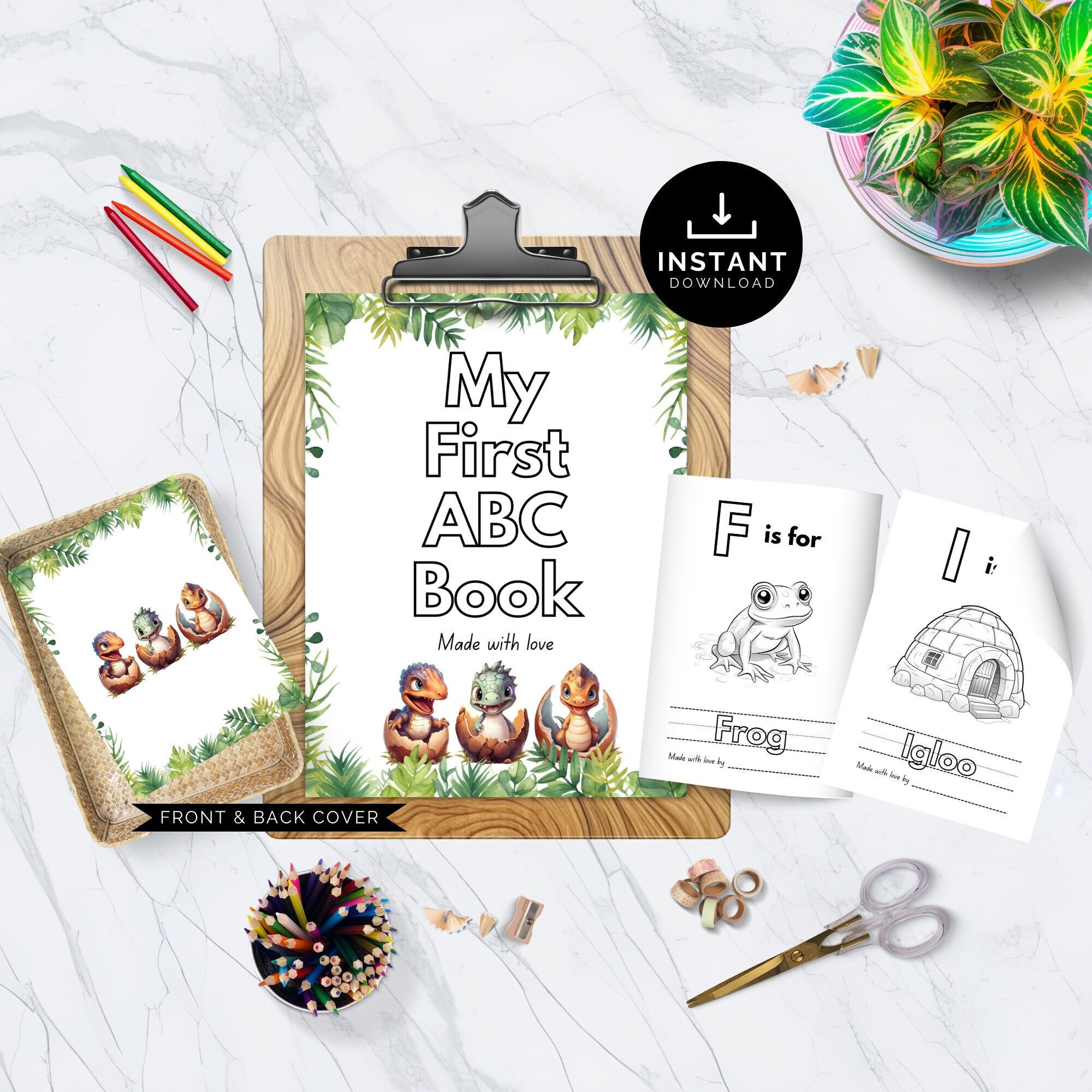 Abc Dinosaur Coloring Book Dinosaur Baby Shower Games Baby's First ...