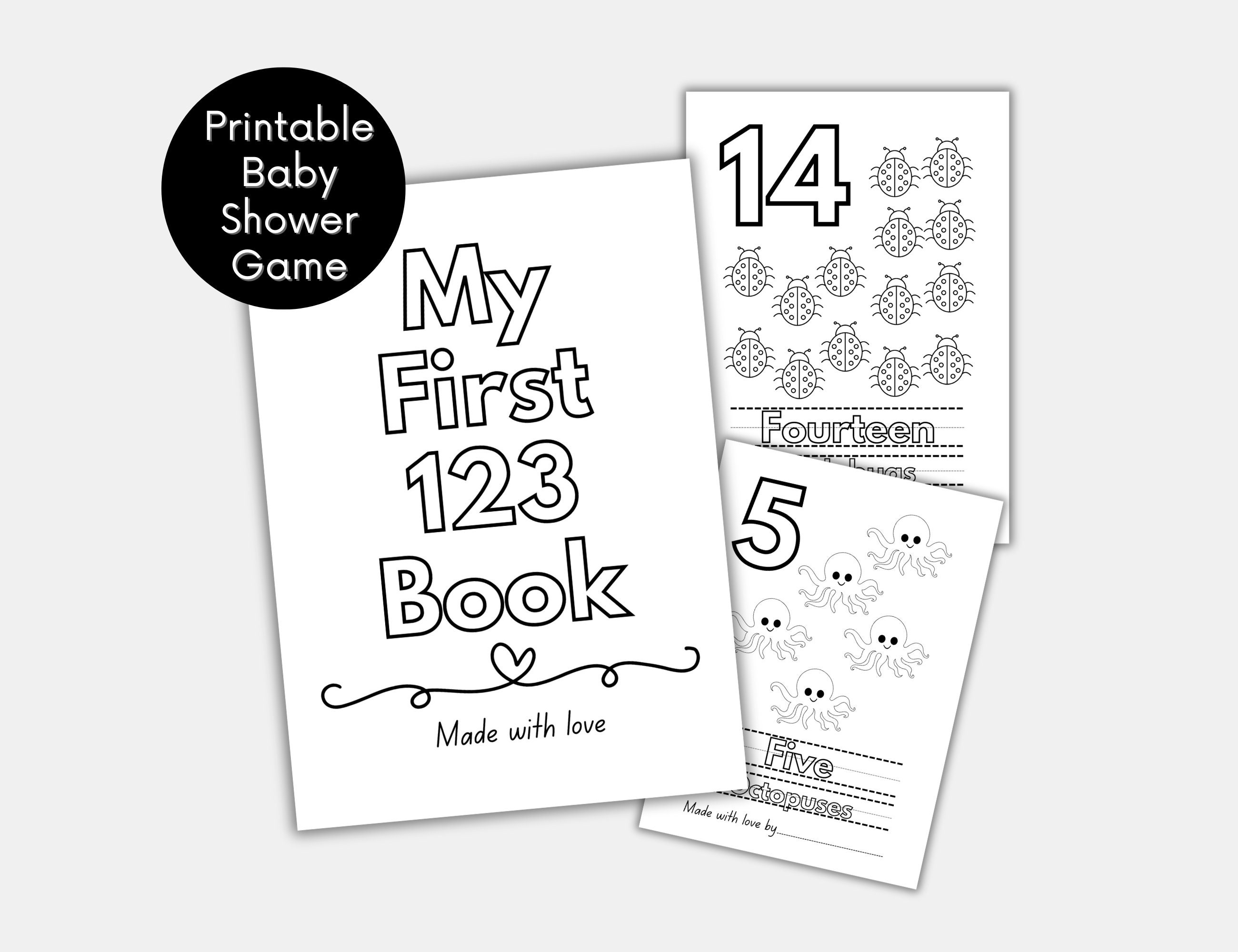 Baby's First 123 Book, A Baby Shower Coloring Adventure - Etsy