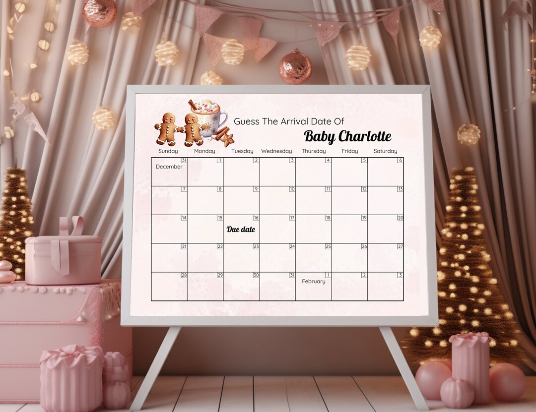 Guess the Arrival Date Baby Shower Calendar Cookies and - Etsy