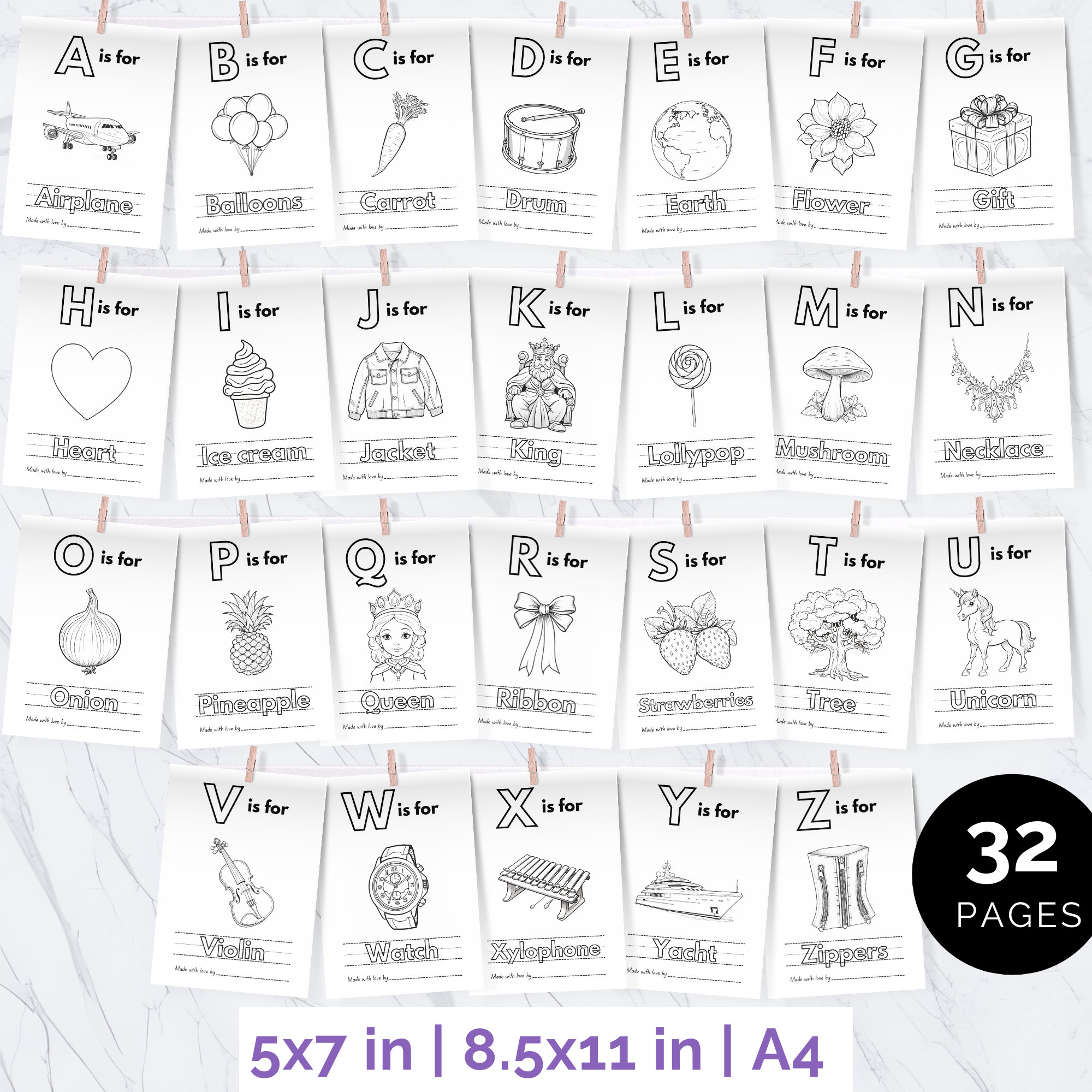 Babys First Abc Book Printable Baby Shower Game My First Abc Book Abc ...
