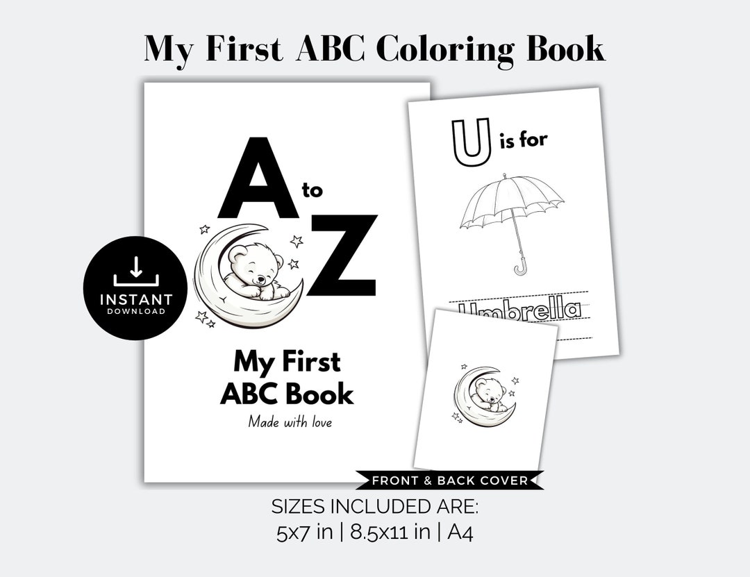 Baby's First Abc Coloring Book Baby Shower Game Babys - Etsy