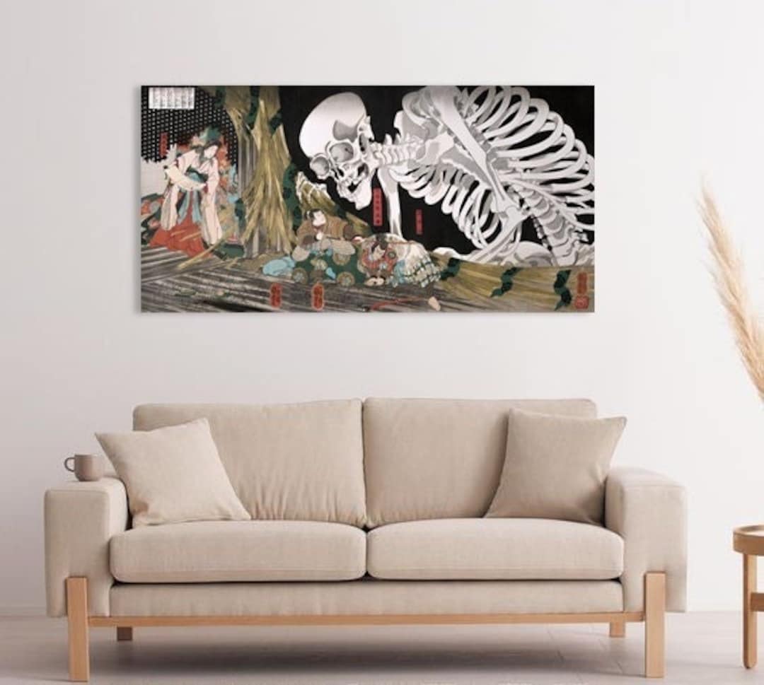 Japanese Skeleton Poster, Woodblock Art, Japanese Wall Art, Utagawa ...