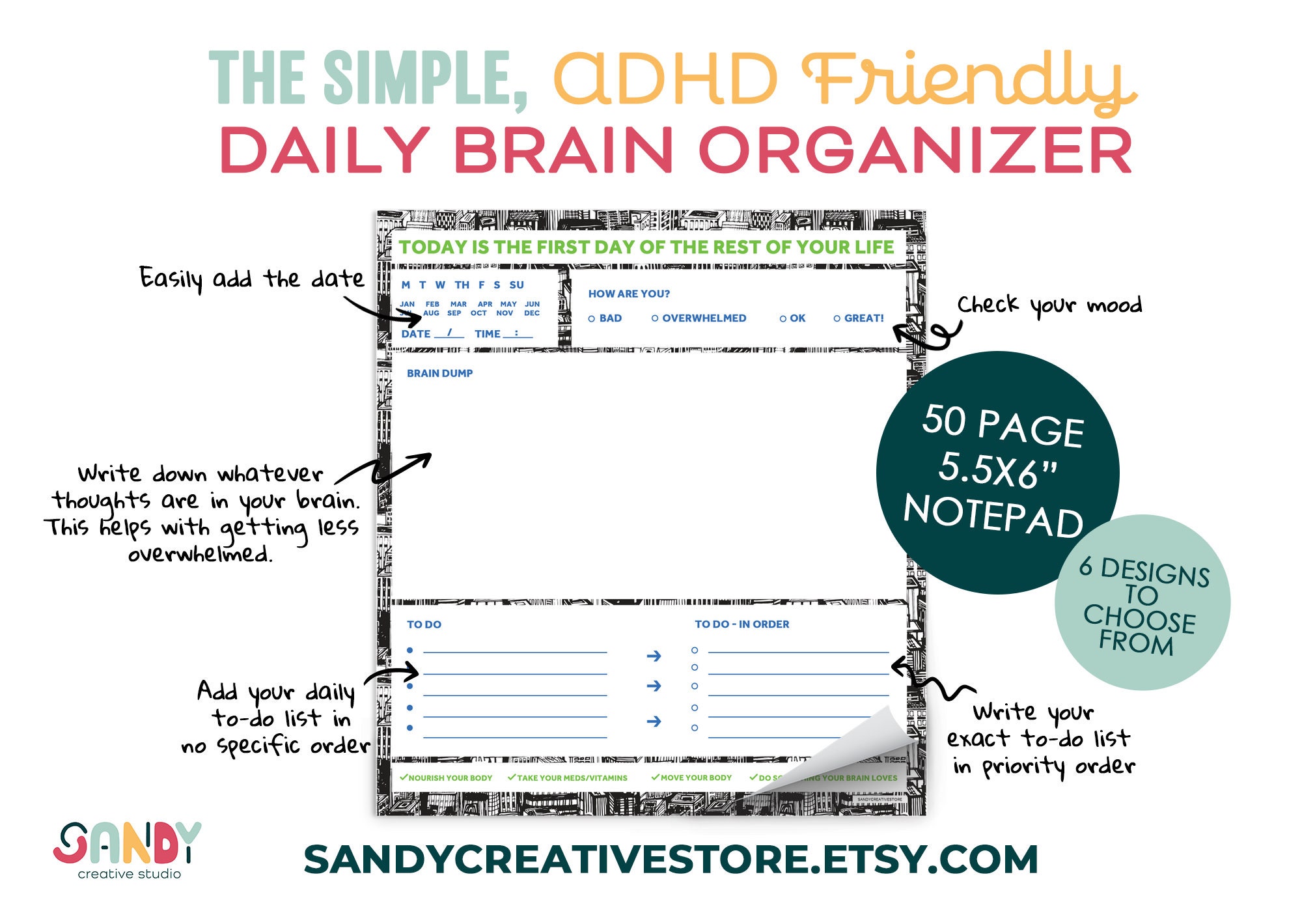 Adhd, Neurodivergent Friendly to Do List | Simple Daily Planner | Task ...