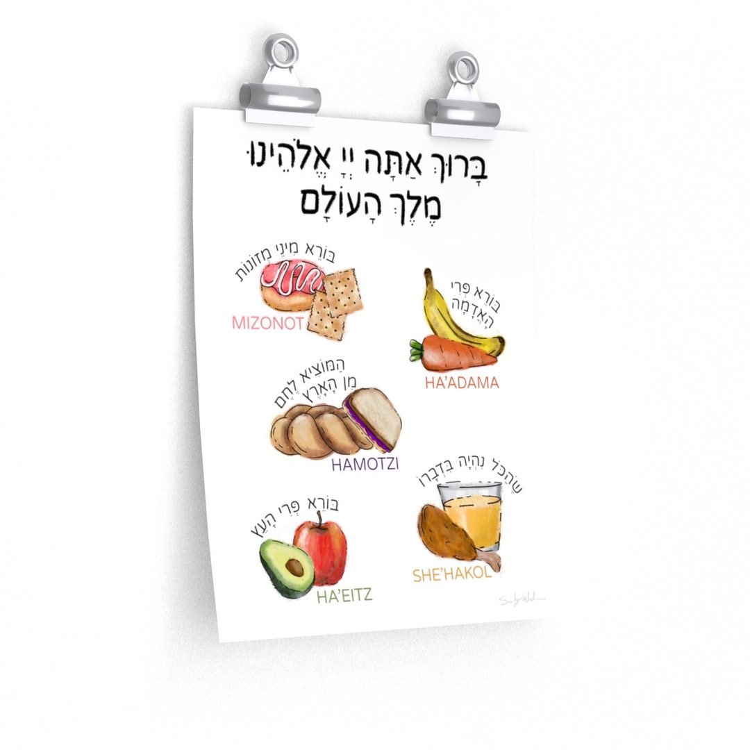 Jewish Blessings on Food | Brachot | Brachos | Printed Poster | Judaica ...