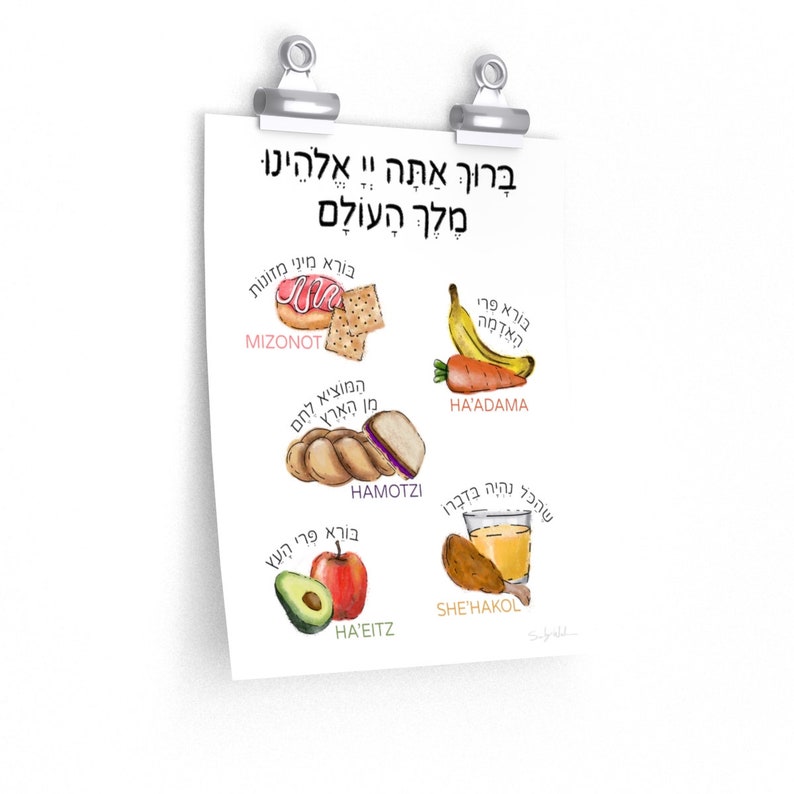 Jewish Blessings on Food | Brachot | Brachos | Printed Poster | Judaica ...