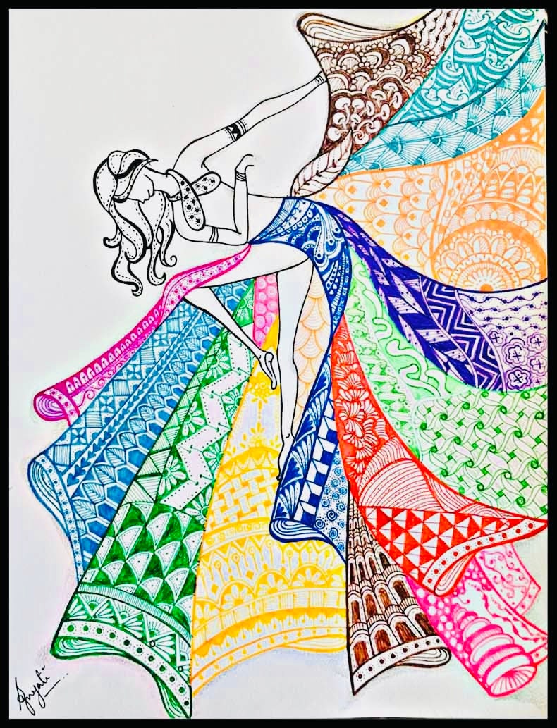 Zentangle Inspired Dancing Girl_be Free - Etsy