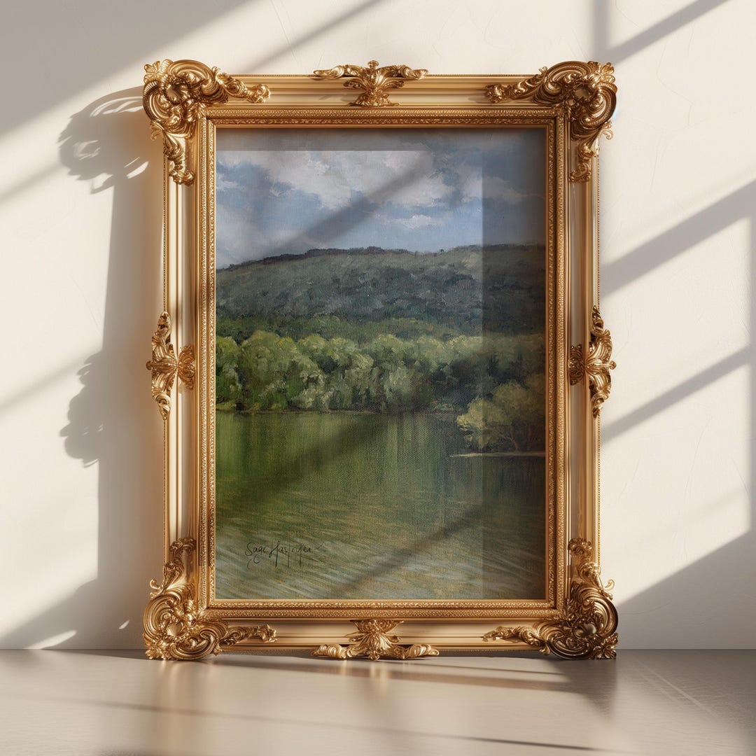Lake Reflection Landscape Art Print | Oil Painting by Sage Hastriter - Etsy
