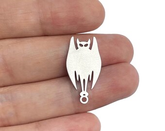 2pcs Stainless Steel Crescent Lotus Charm, Steel Lotus Charm, Crescent Moon Pendant, Laser Cut ...