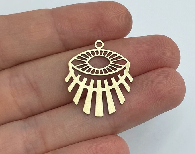 6pcs Raw Brass Evil Eye Eyelash Charm, Evil Eye Eyelash Necklace ...