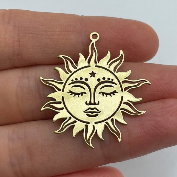 Brass Sun Charm - Etsy