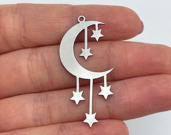 6pcs Stainless Steel Crescent Moon Connector Charm, Abstract Outline Moon Pendant, Earring Charm ...