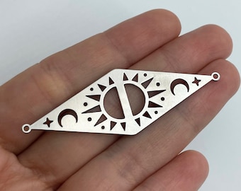 6pcs Stainless Steel Triangle Crescent Moon Spike Charm, Moon Connector Charm, Laser Cut ...