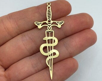 2pcs Stainless Steel Crescent Lotus Charm, Steel Lotus Charm, Crescent Moon Pendant, Laser Cut ...