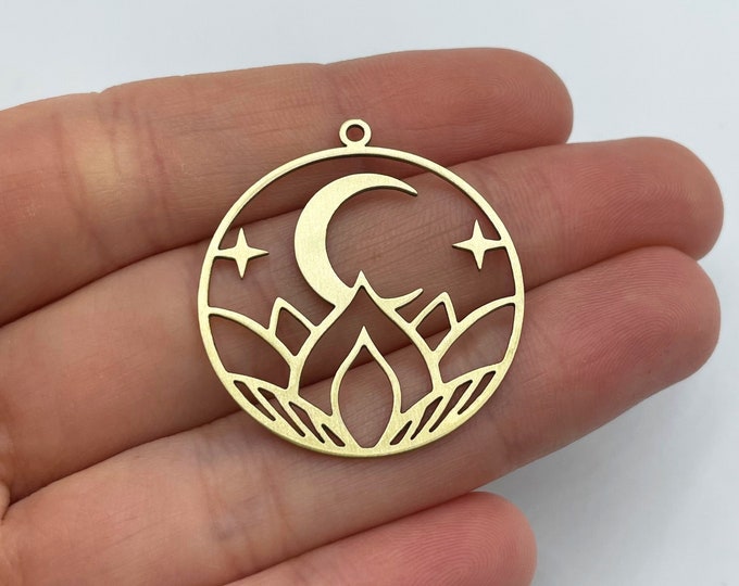 Raw Brass Sun Charm, Sun Pendant, Brass Necklace Charms, Earring Charms ...